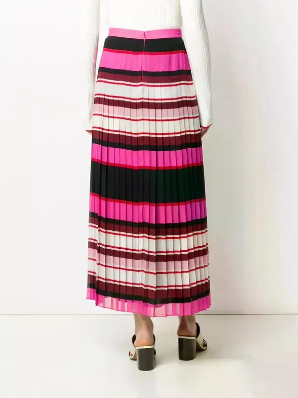 Valentino Garavani Striped Pleated Silk Skirt