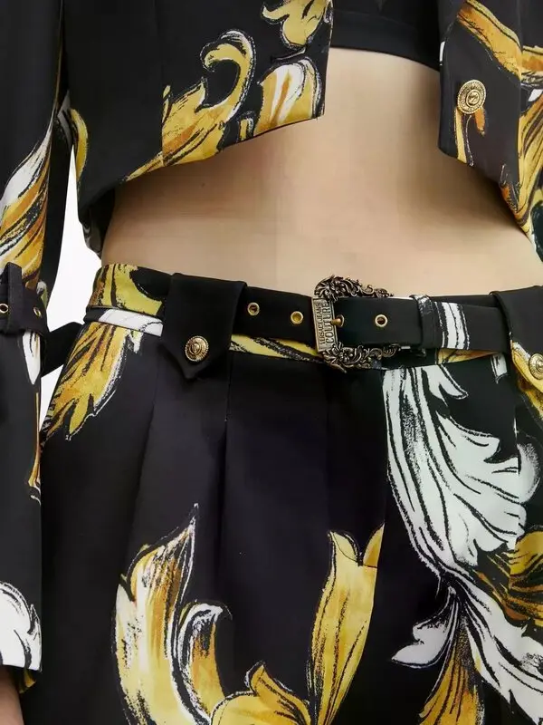 Versace Baroque-print Belted Trousers