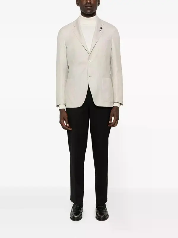 LARDINI Patch Pocket Two Button Jacket - Neutrals