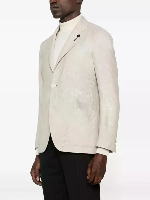 LARDINI Patch Pocket Two Button Jacket - Neutrals
