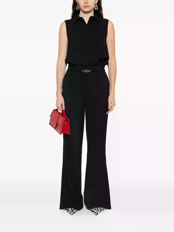 TWINSET Sleeveless Collared Belted Jumpsuit