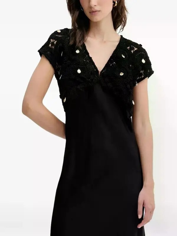 NEVER FULLY DRESSED Crochet-bodice Maxi Dress With Shell Embellishments