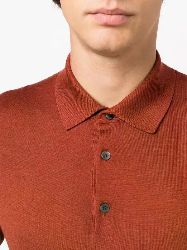 Zegna Long-sleeved Knit Polo Shirt - Orange