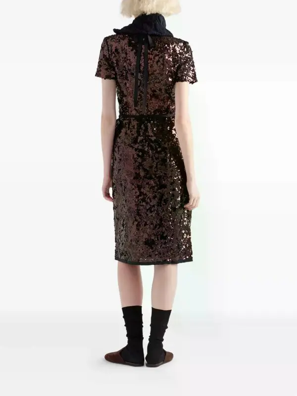 Prada Sequin-embellished Short-sleeve Top - Brown