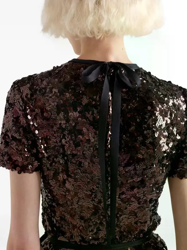 Prada Sequin-embellished Short-sleeve Top - Brown