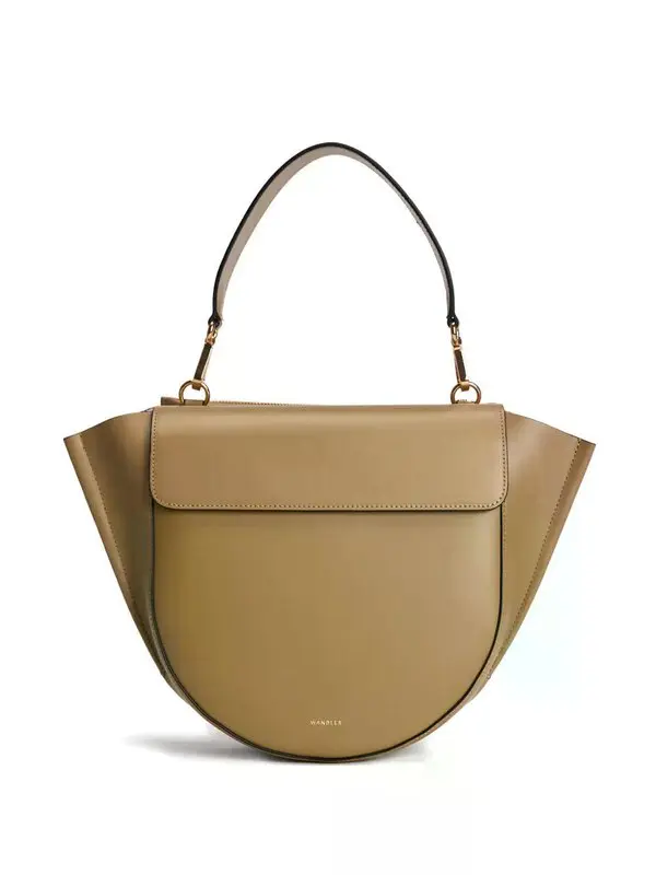 WANDLER Curved Leather Shoulder Bag - Brown