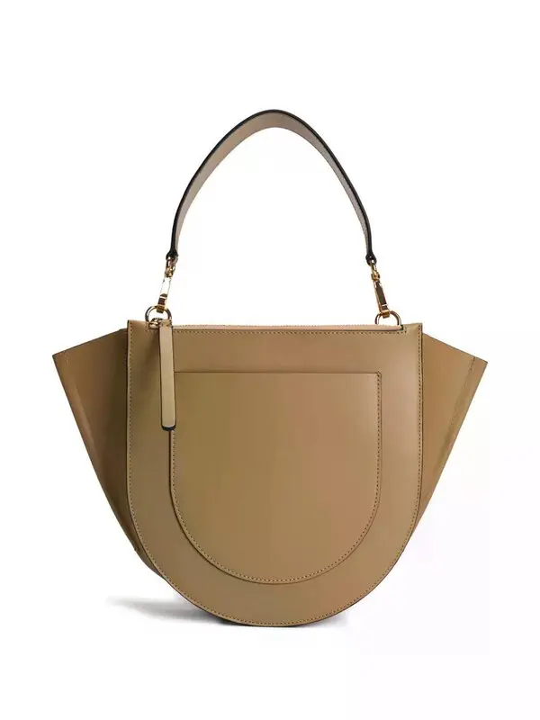 WANDLER Curved Leather Shoulder Bag - Brown