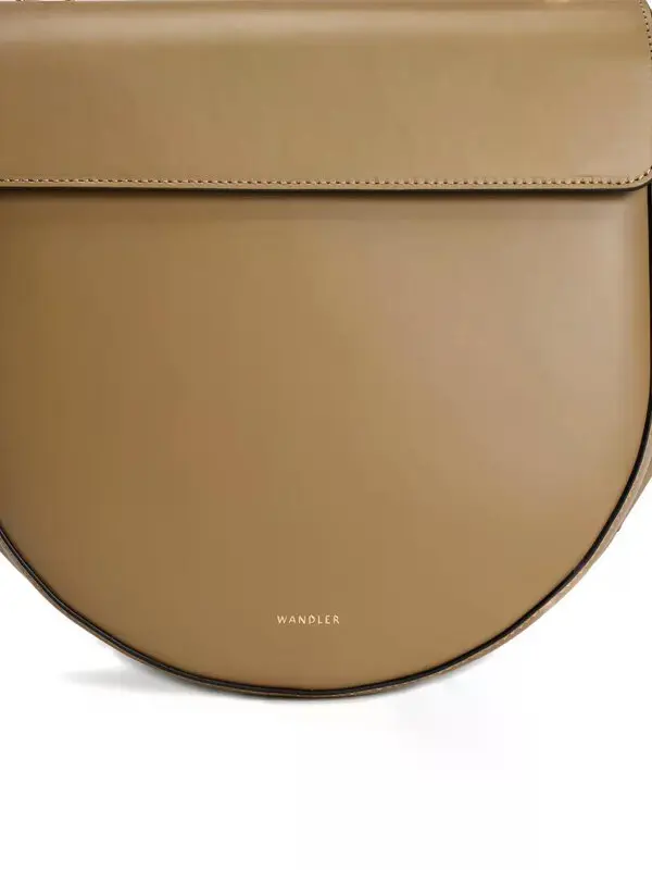 WANDLER Curved Leather Shoulder Bag - Brown
