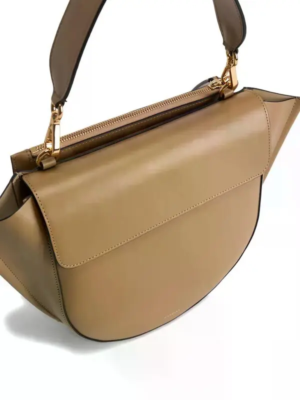 WANDLER Curved Leather Shoulder Bag - Brown