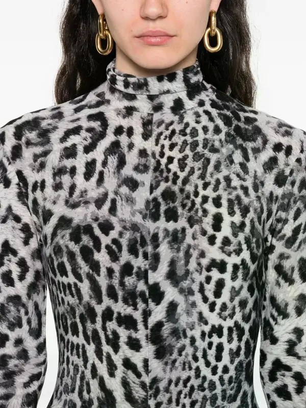 Norma Kamali Leopard-print Turtleneck Jumpsuit