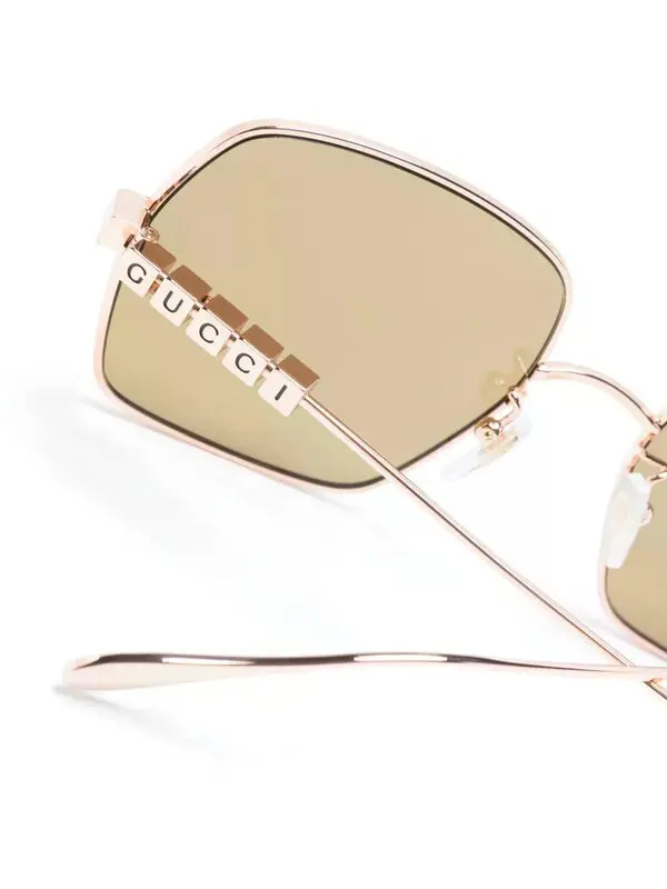 Gucci Lettering Detail Square Frame Sunglasses