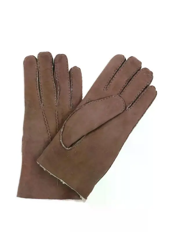 Eleventy Leather Shearling Gloves - Brown
