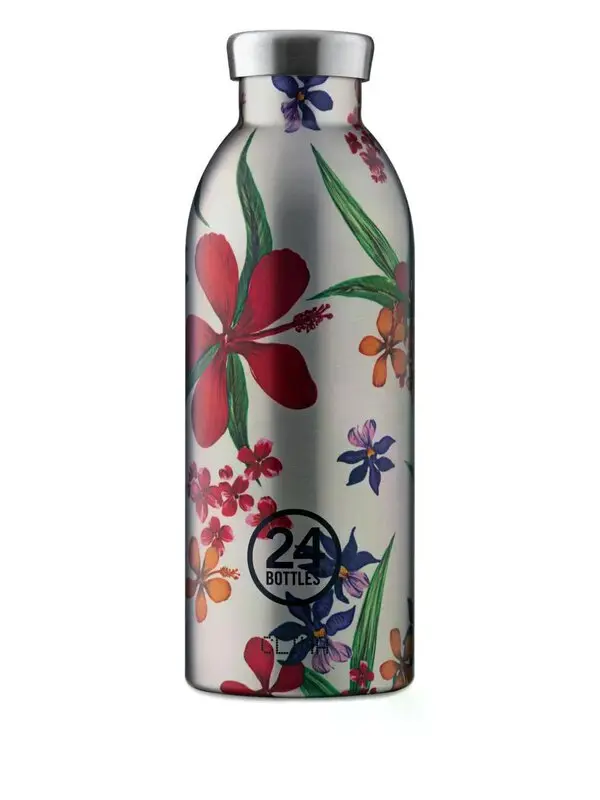 24BOTTLES Amnesia Floral-print Water Bottle - Silver