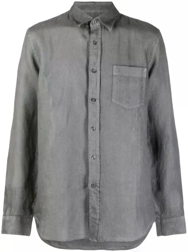 120% Lino Button-up Linen Shirt - Grey