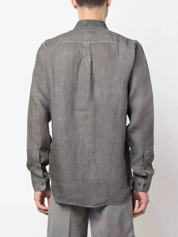 120% Lino Button-up Linen Shirt - Grey