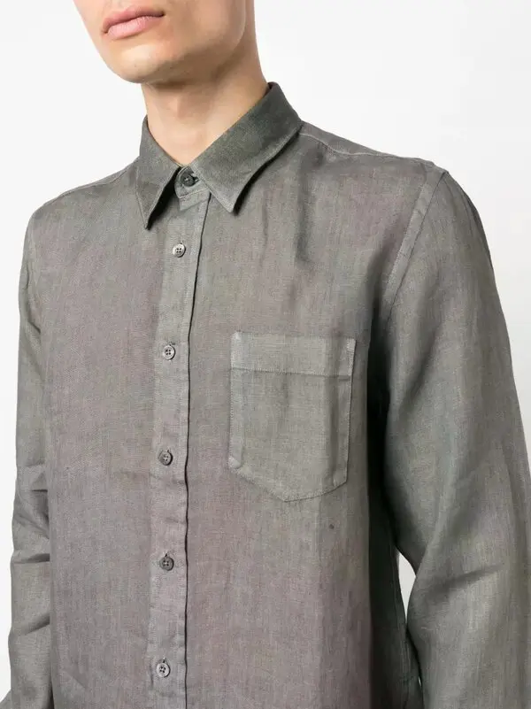 120% Lino Button-up Linen Shirt - Grey