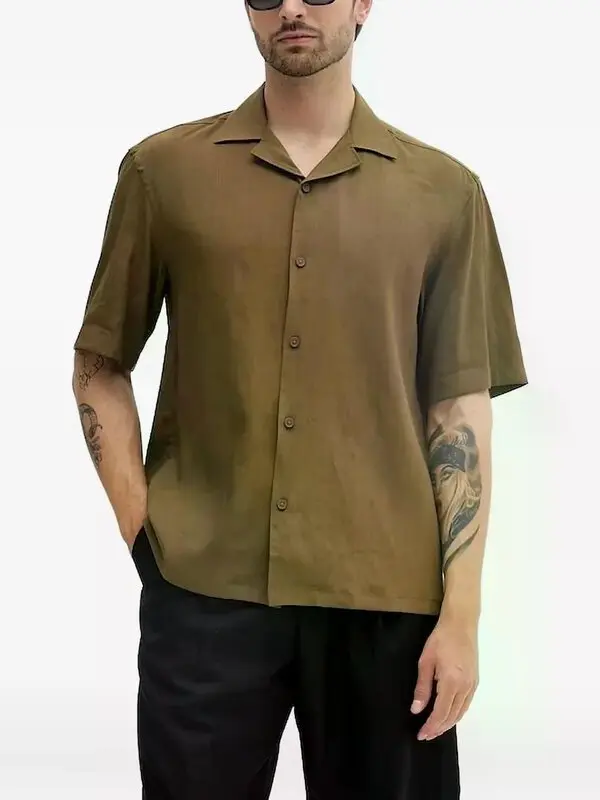 BOSS Revere-collar Short-sleeve Shirt - Green