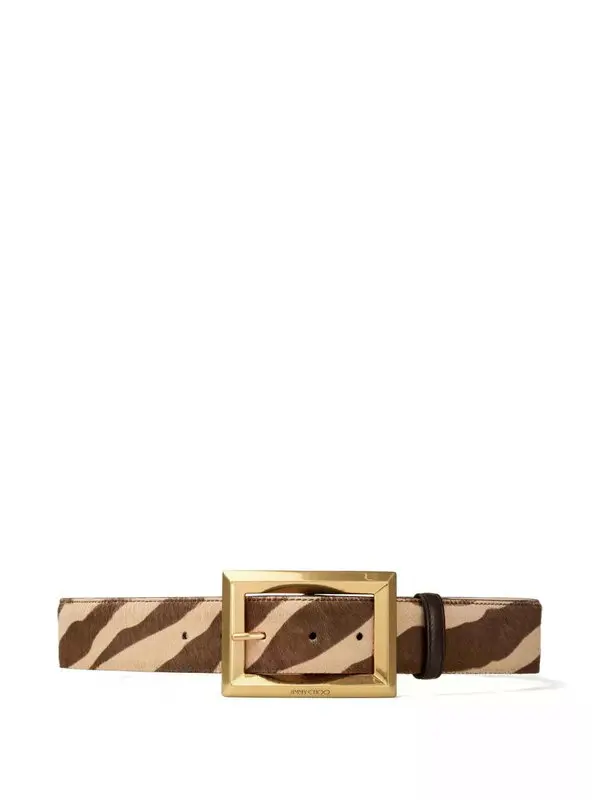 JIMMY CHOO Arlie Zebra-printed Belt - Neutrals
