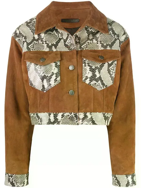 GIUSEPPE ZANOTTI Snakes-paneled Jacket - Brown