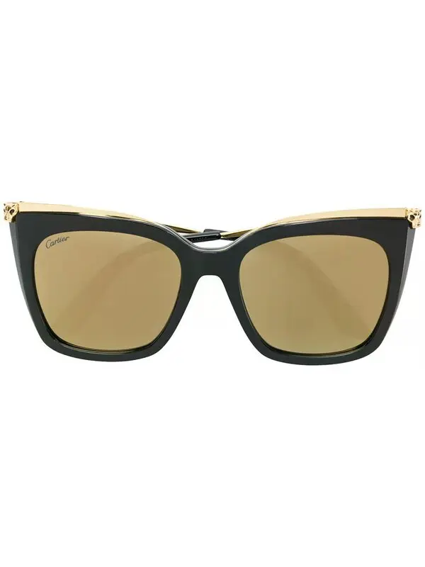 CARTIER Panther Head Oversized Sunglasses - Black