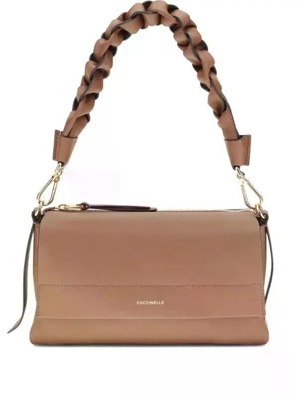 COCCINELLE Calf-leather Shoulder Bag With Braided Handle - Brown