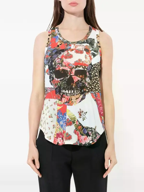 Alexander McQueen Floral Skull T-shirt - Neutrals