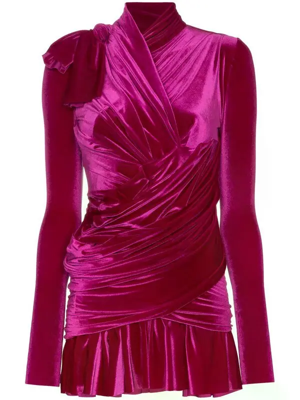 Balenciaga Wrap Velvet Mini Dress
