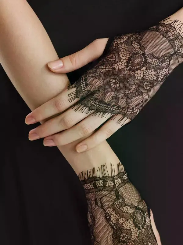 2310 STUDIO Lace Fingerless Gloves - Black