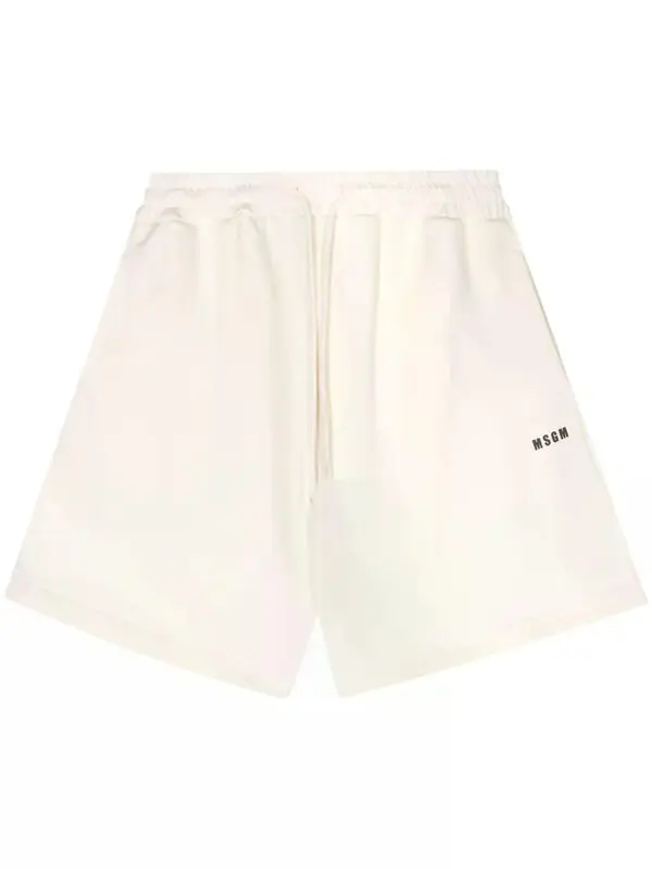 MSGM Cotton Track Shorts With Logo Print