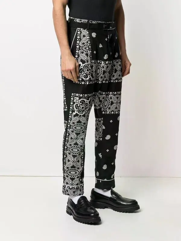 Sacai Paisley-print Belted Trousers