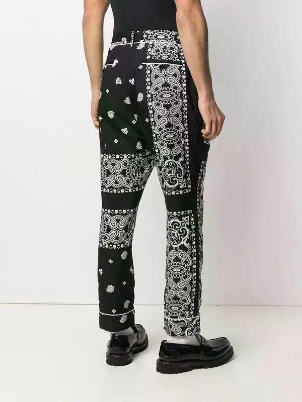 Sacai Paisley-print Belted Trousers