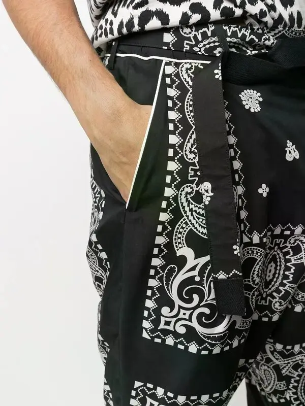 Sacai Paisley-print Belted Trousers