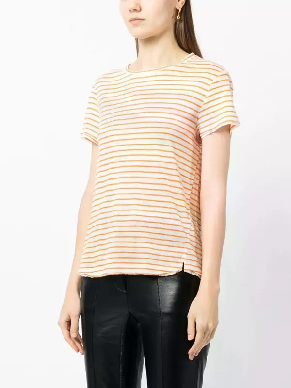 FRAME Striped Organic-linen T-shirt