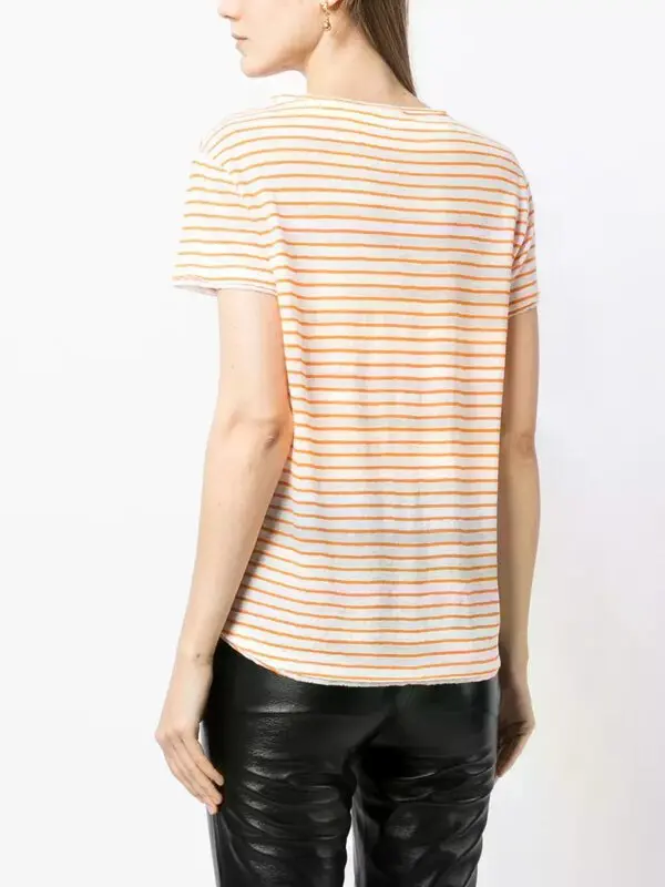 FRAME Striped Organic-linen T-shirt