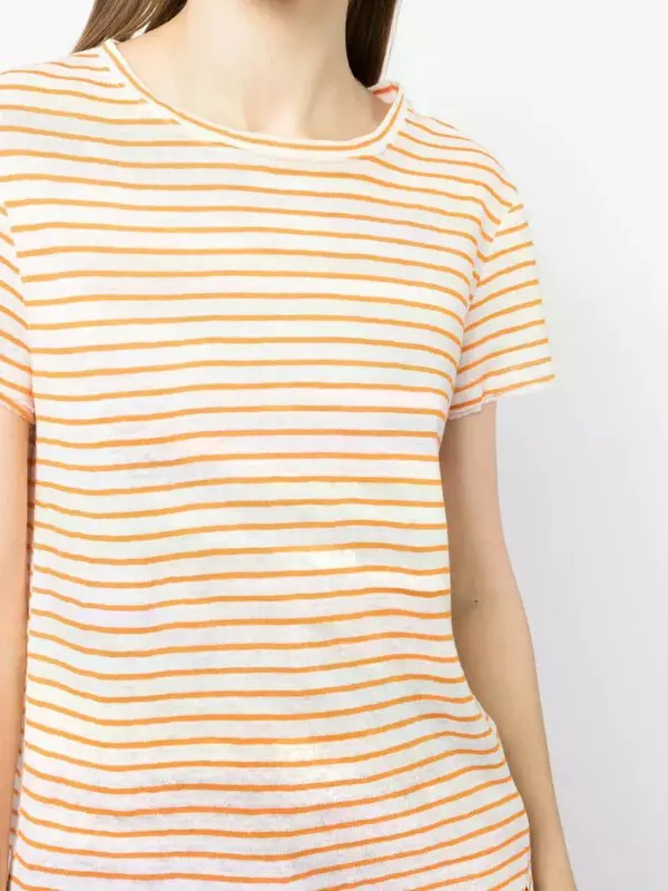 FRAME Striped Organic-linen T-shirt