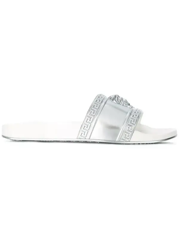 Versace Medusa Slider Sandals - Grey