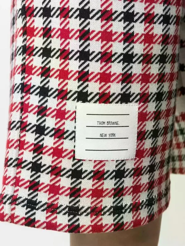 Thom Browne Check-pattern Shorts With Logo Patch