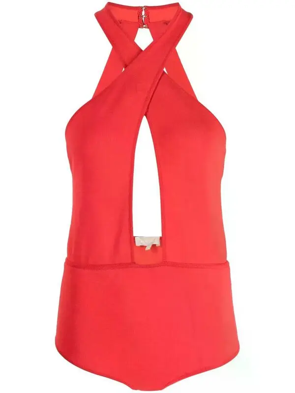 Elie Saab Halter Keyhole Bodysuit - Red