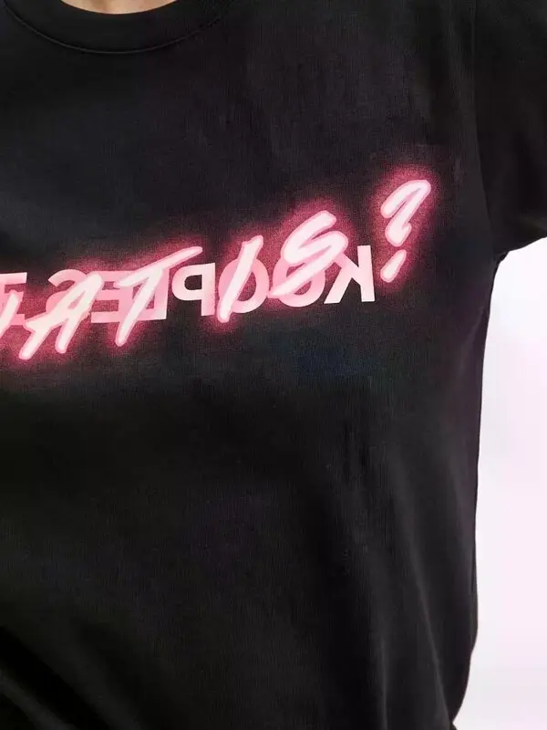 The Kooples Neon-graphic Slogan T-shirt - Black