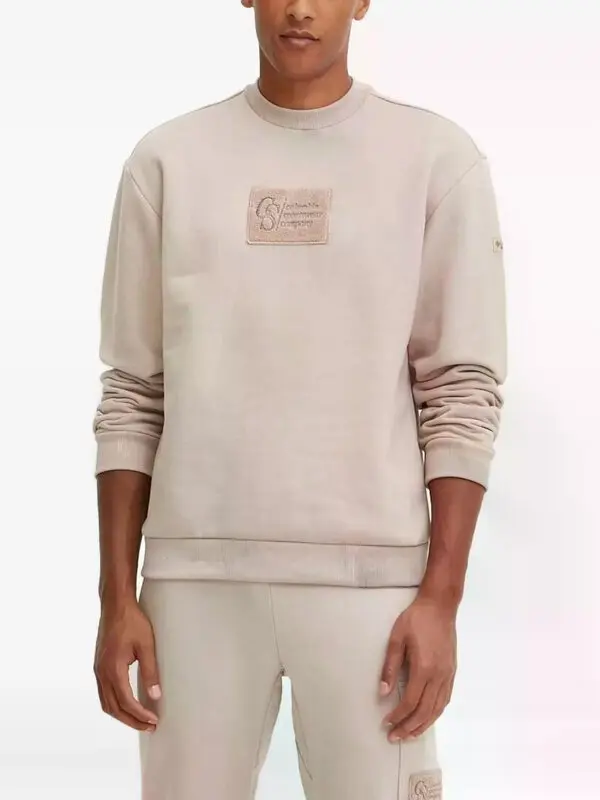 Columbia Logo-patch Crew-neck Sweatshirt - Neutrals