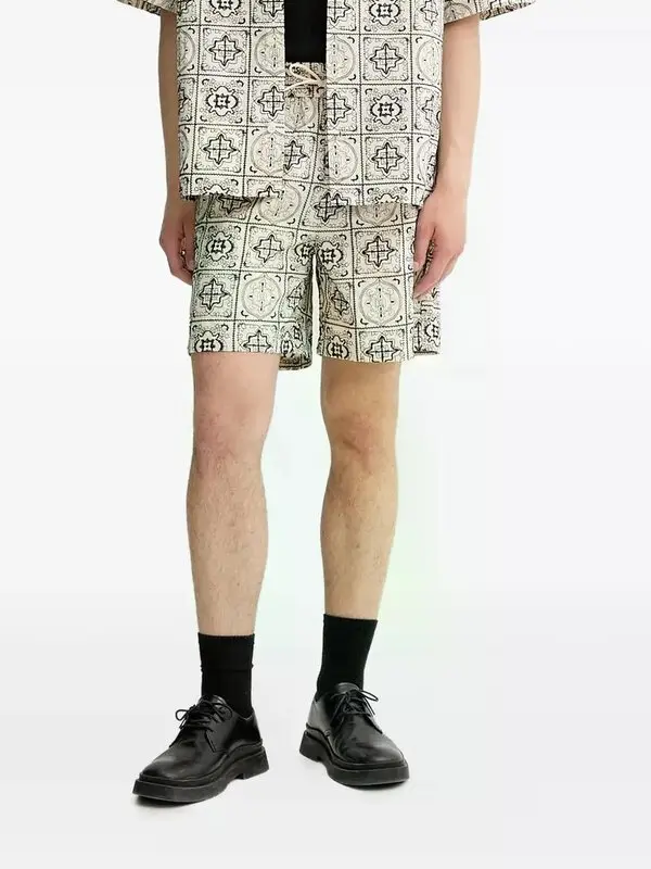 LES DEUX Embroidered-print Shorts - Neutrals
