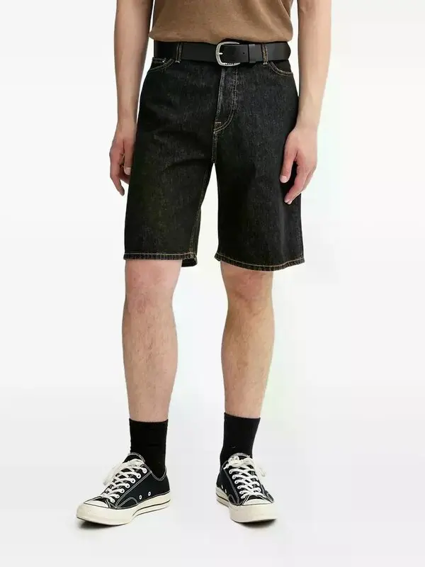 SAMSOE SAMSOE Contrast Stitch Denim Shorts - Black