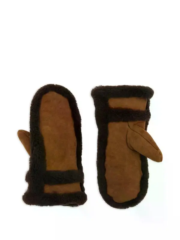 YVES SALOMON Shearling-trimmed Mittens - Brown