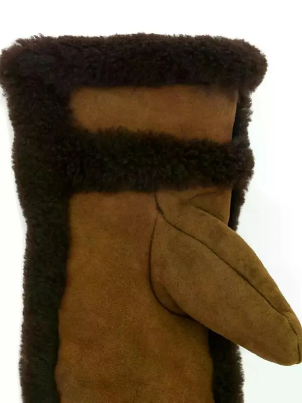 YVES SALOMON Shearling-trimmed Mittens - Brown
