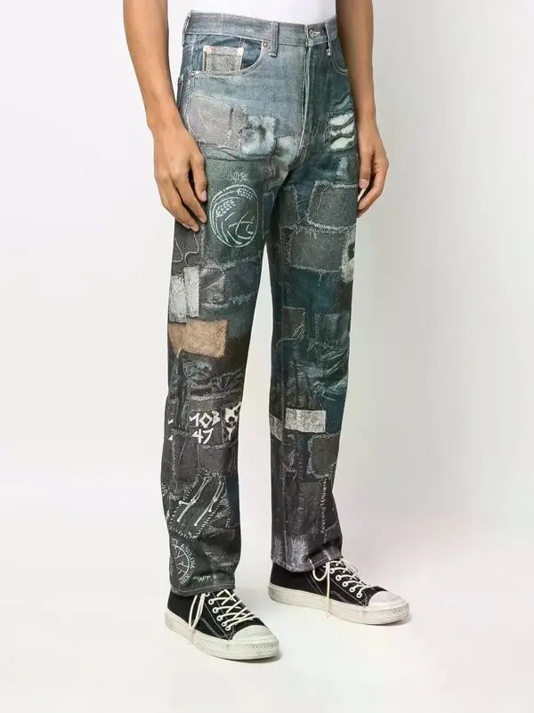 DOUBLET Patchwork Straight Leg Denim Jeans