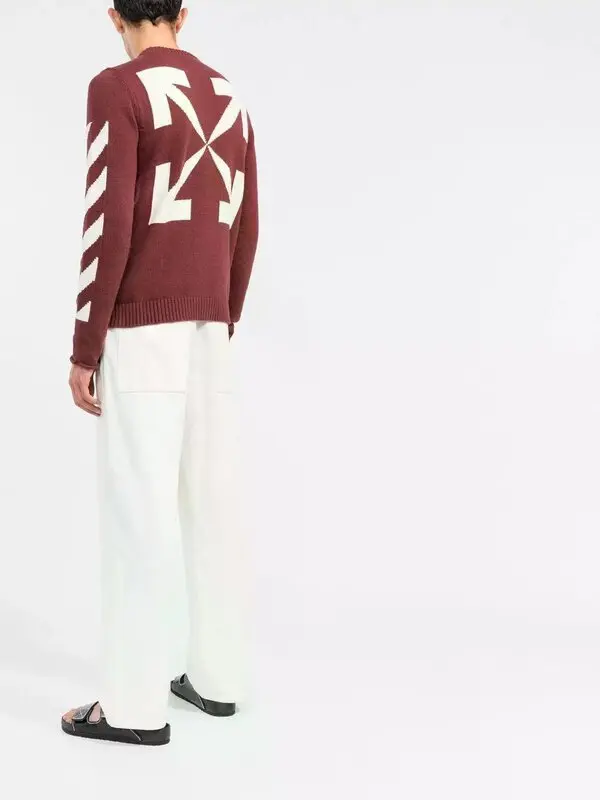 Off-White Arrow-knit Crew Neck Jumper - Red