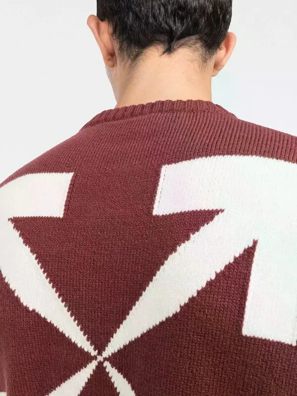 Off-White Arrow-knit Crew Neck Jumper - Red