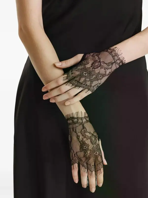 2310 STUDIO Lace Fingerless Gloves - Black