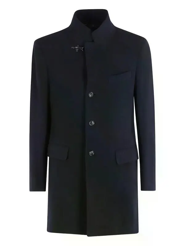 FAY Virgin Wool Single-breasted Coat - Blue