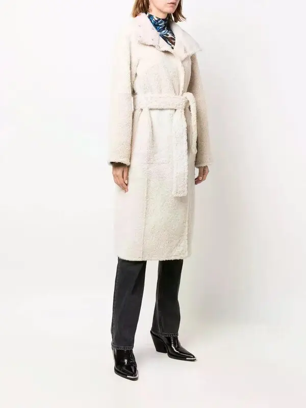 YVES SALOMON Belted Shearling Coat